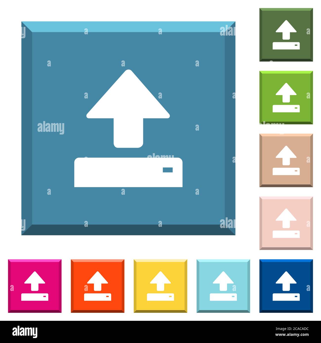 Open white icons on edged square buttons in various trendy colors Stock ...