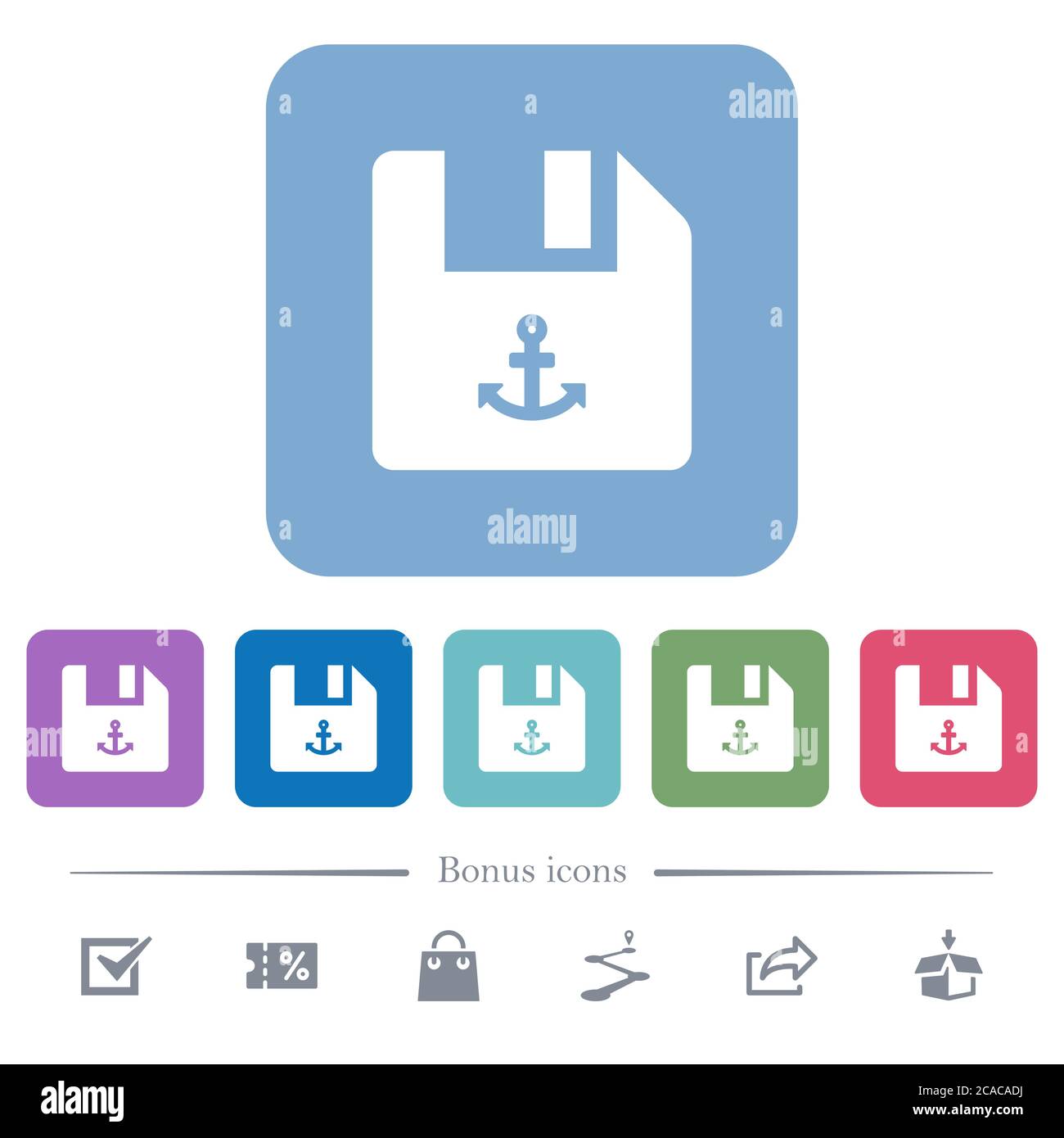 Link file white flat icons on color rounded square backgrounds. 6 bonus ...