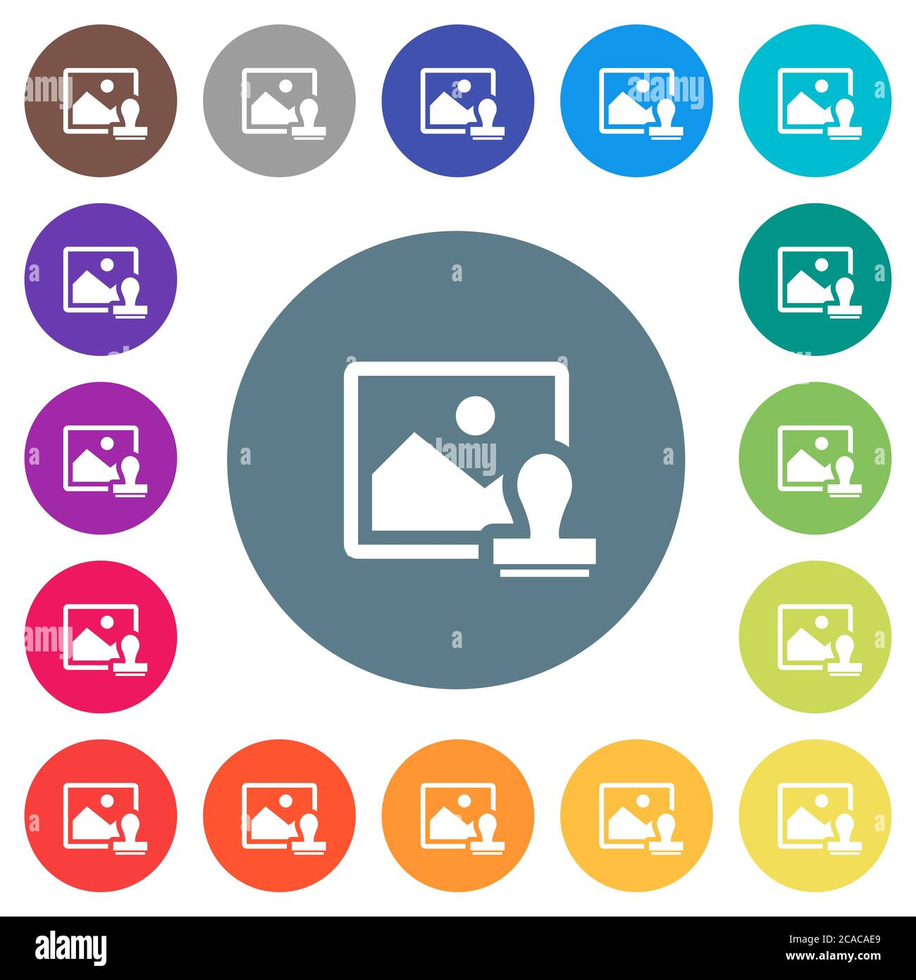 Image watermark flat white icons on round color backgrounds. 17 ...