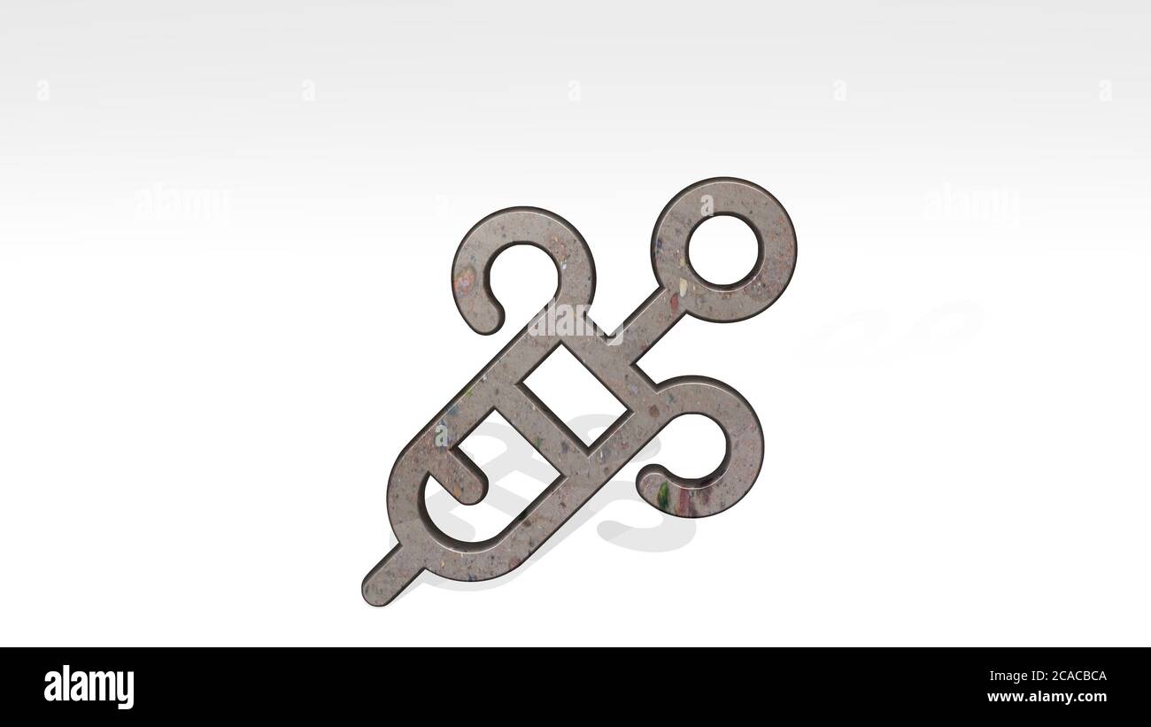 MEDICAL INSTRUMENT SYRINGE casting shadow from a perspective. A thick ...