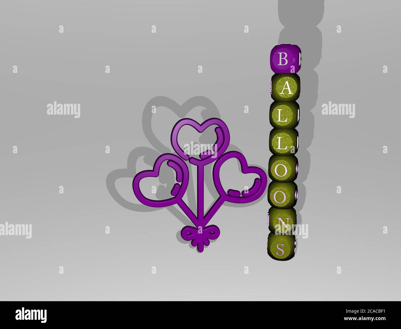 3D illustration of balloons graphics and text around the icon made by ...