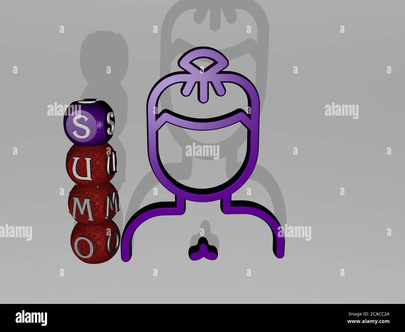 3D representation of sumo with icon on the wall and text arranged by ...