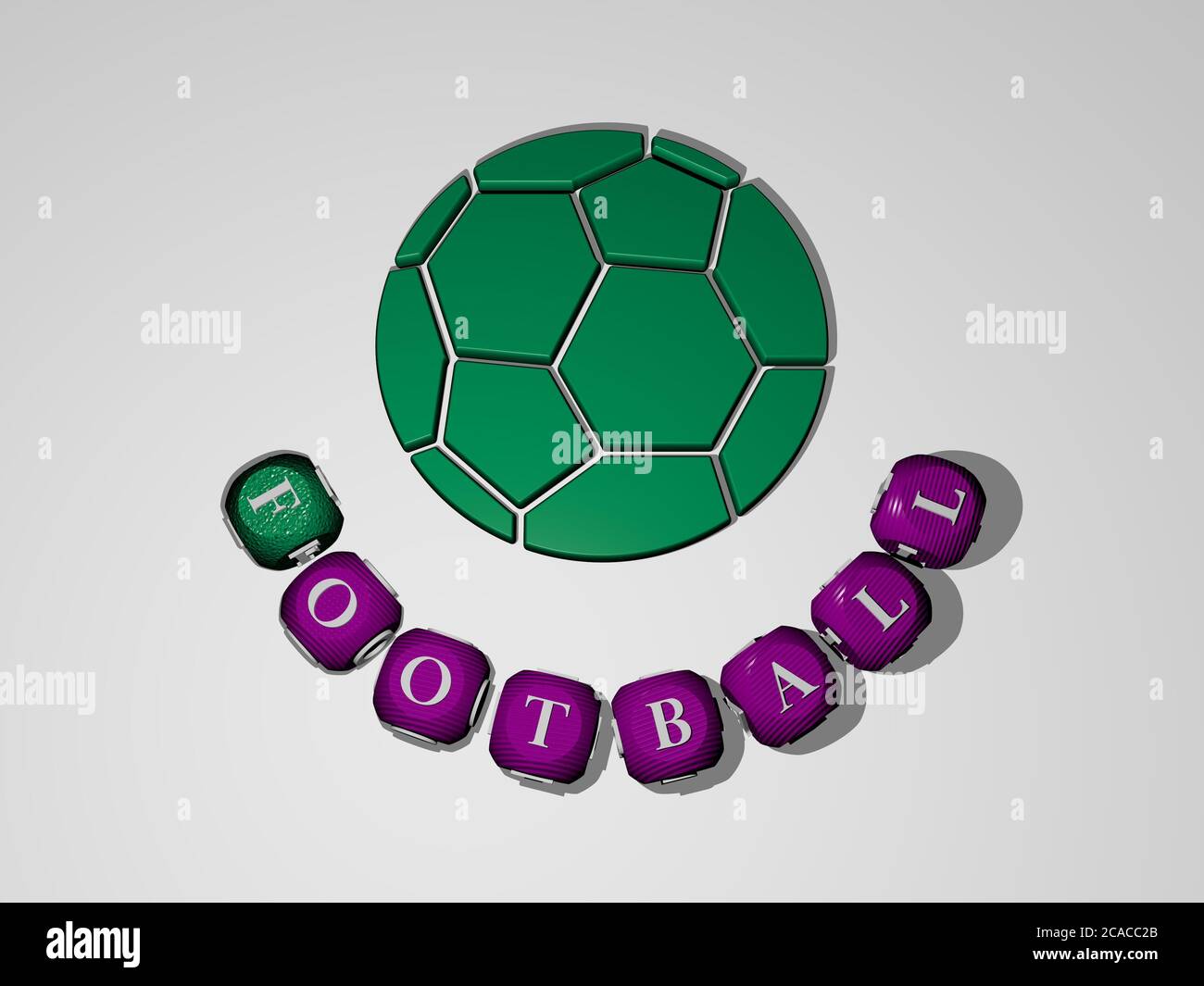 3D representation of FOOTBALL with icon on the wall and text arranged ...