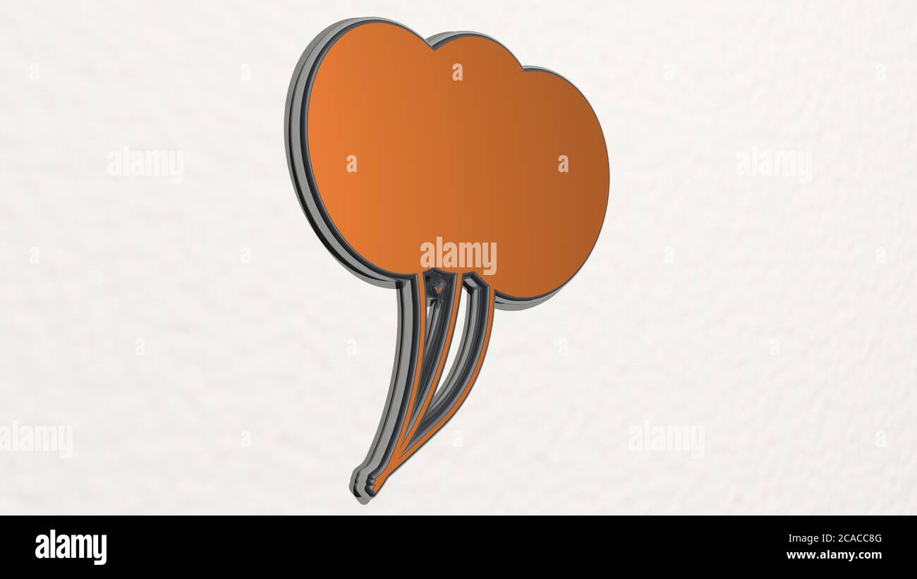 balloons made by 3D illustration of a shiny metallic sculpture on a ...