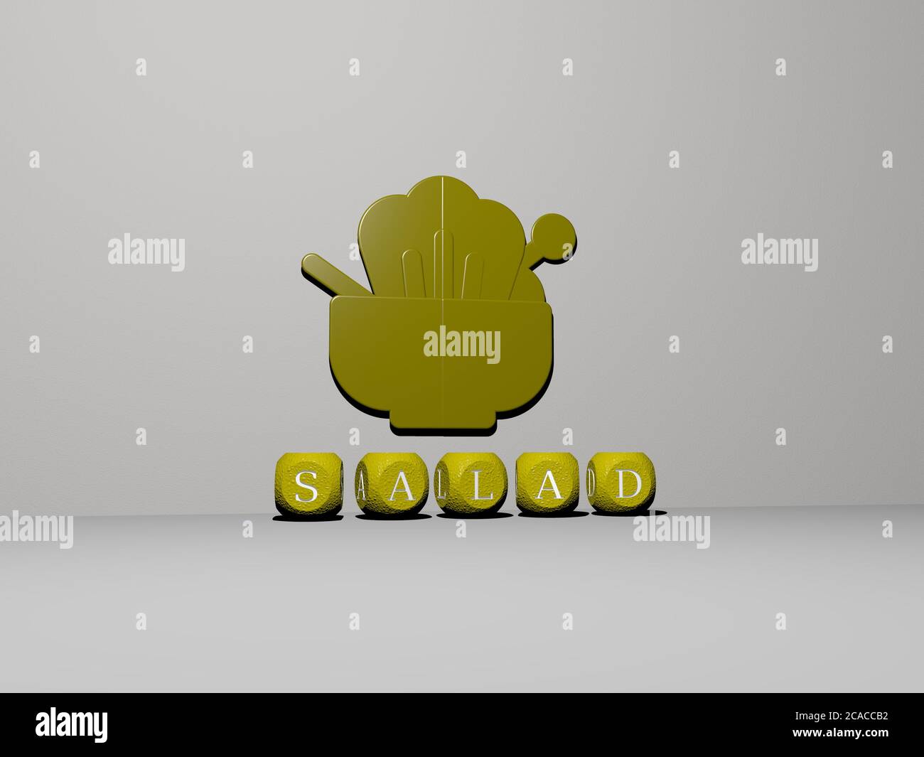 3D representation of SALAD with icon on the wall and text arranged by ...
