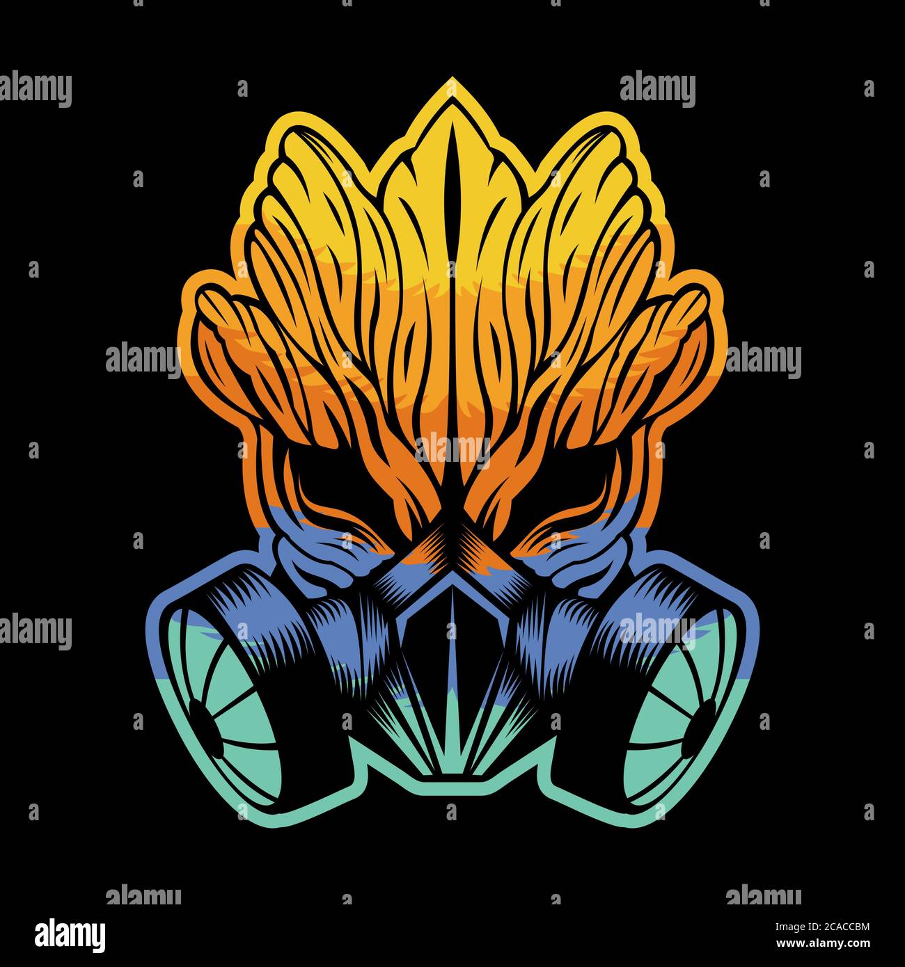 Gas mask monster wood colorful vector illustration for your company or ...