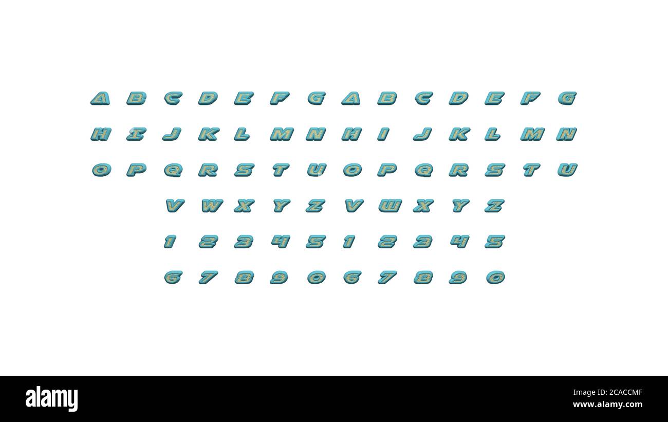Full set of English alphabets in 3D illustrations which matching ...