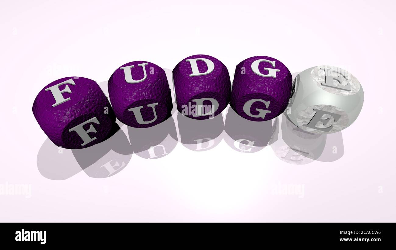 combination of fudge built by cubic letters from the top perspective ...