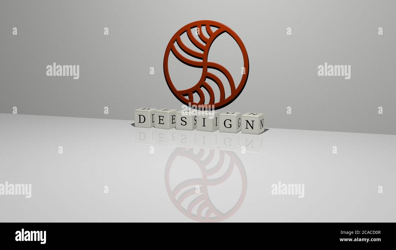 3D graphical image of design vertically along with text built by ...