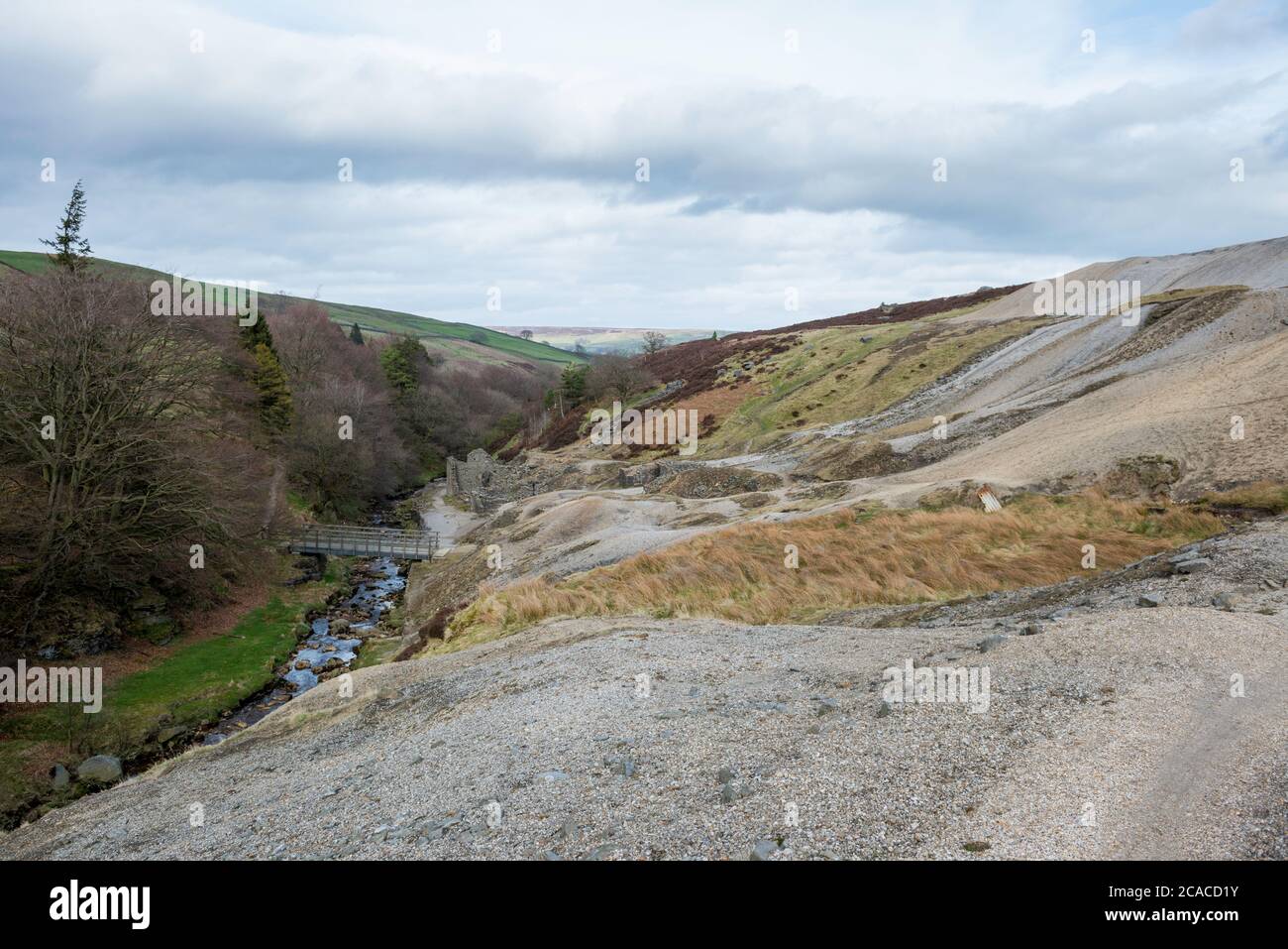 Spoil heaps at a historic lead mine in Nidderdale, North Yorkshire ...