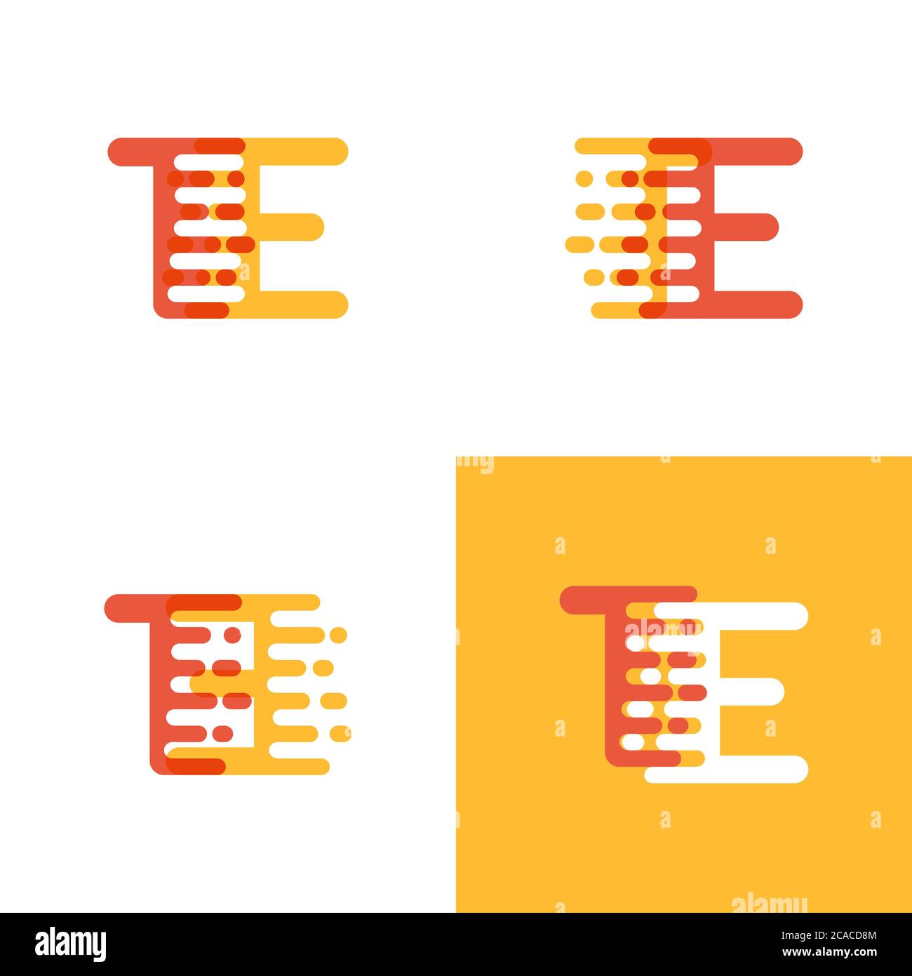 TE letters logo with accent speed soft orange and yellow Stock Vector ...