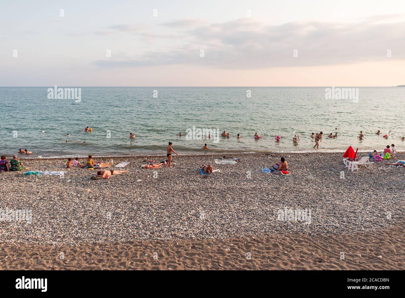 Sukhumi / Abkhazia - August 2, 2019: beach full of russian tourists ...