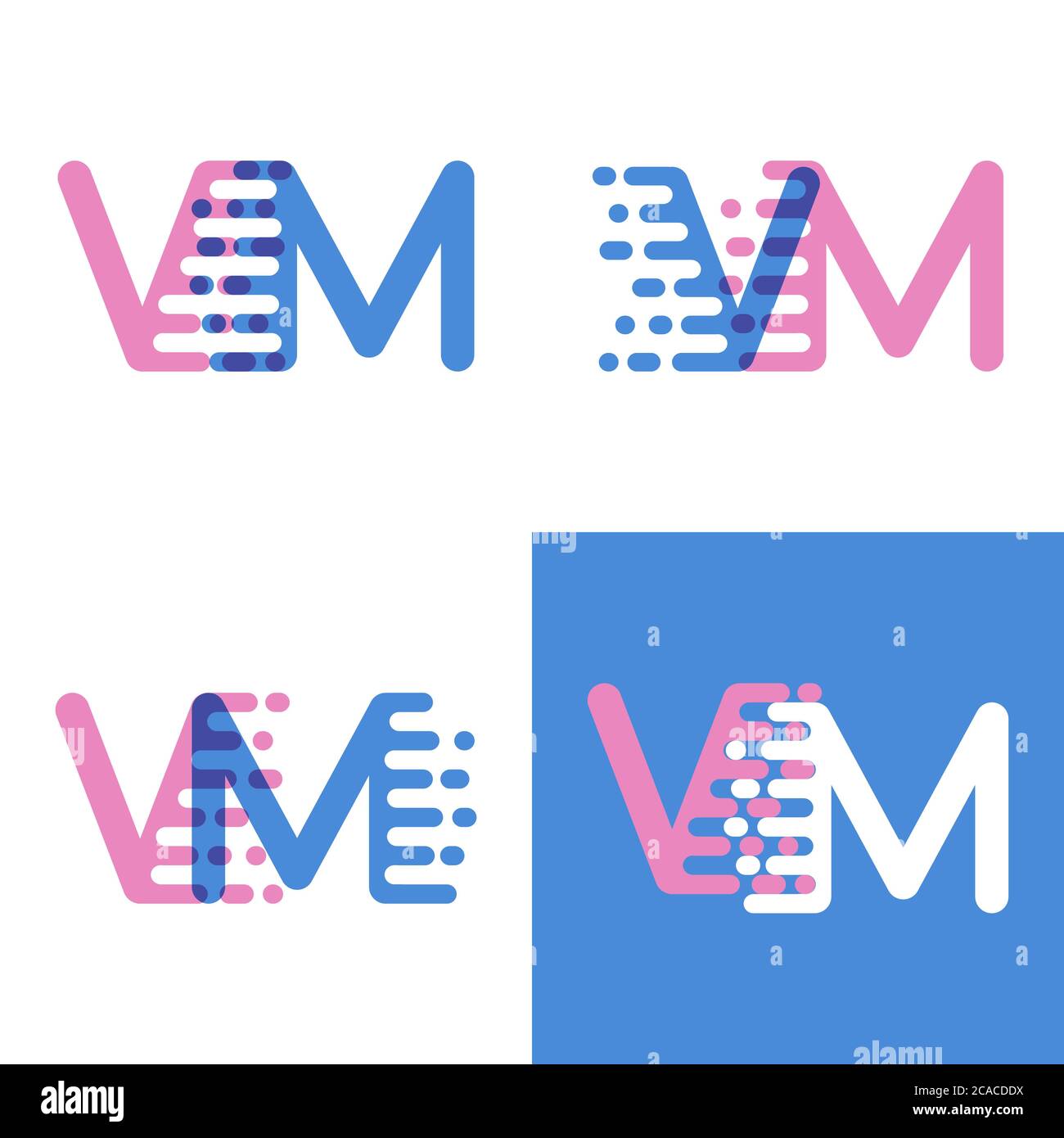 VM letters logo with accent speed soft pink and soft blue Stock Vector ...