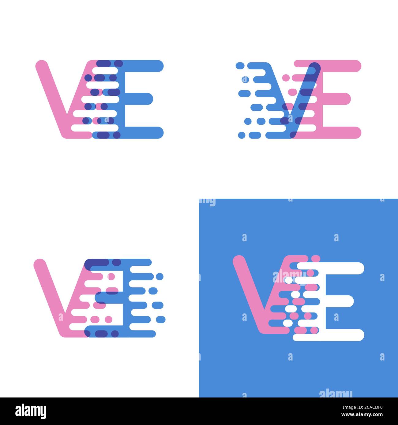 VE letters logo with accent speed soft pink and soft blue Stock Vector ...