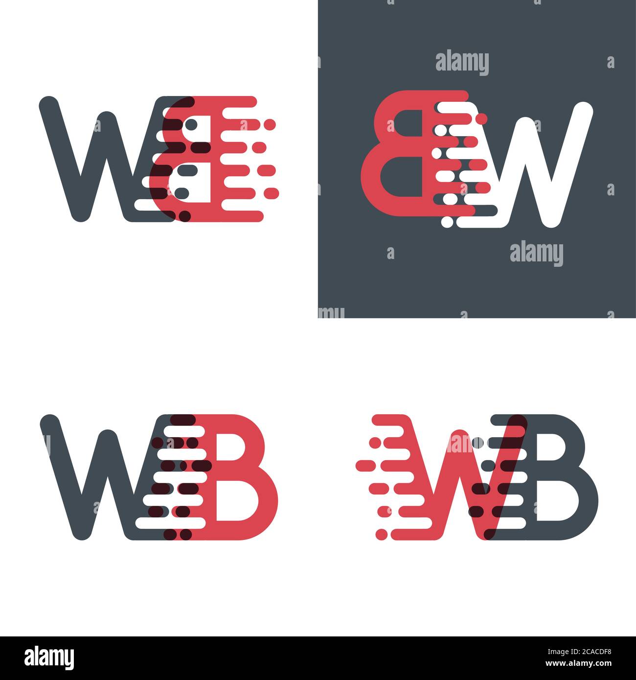 WB letters logo with accent speed pink and dark gray Stock Vector Image ...