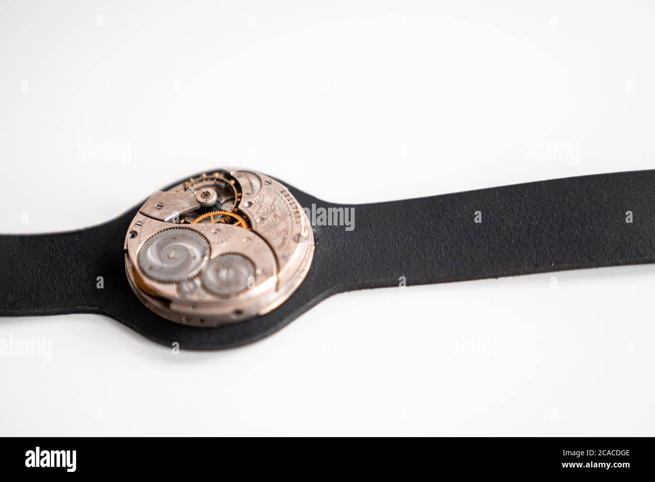 Closeup shot of vintage skeleton watch isolated on white background ...