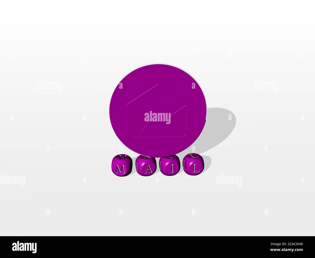 3D graphical image of mail vertically along with text built by metallic ...