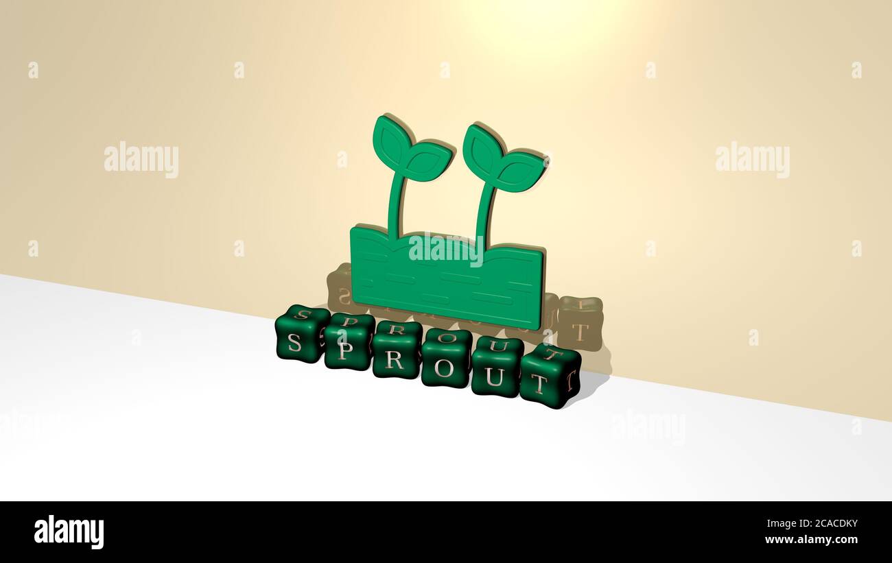 3D representation of SPROUT with icon on the wall and text arranged by ...