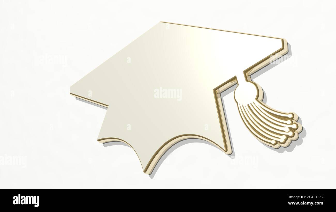 GRADUATION made by 3D illustration of a shiny metallic sculpture on a ...