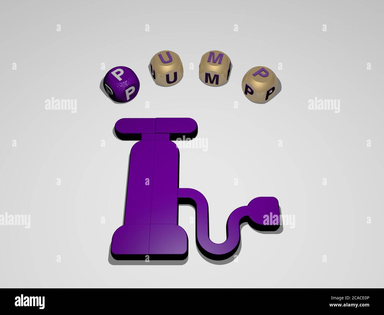 3D representation of PUMP with icon on the wall and text arranged by ...