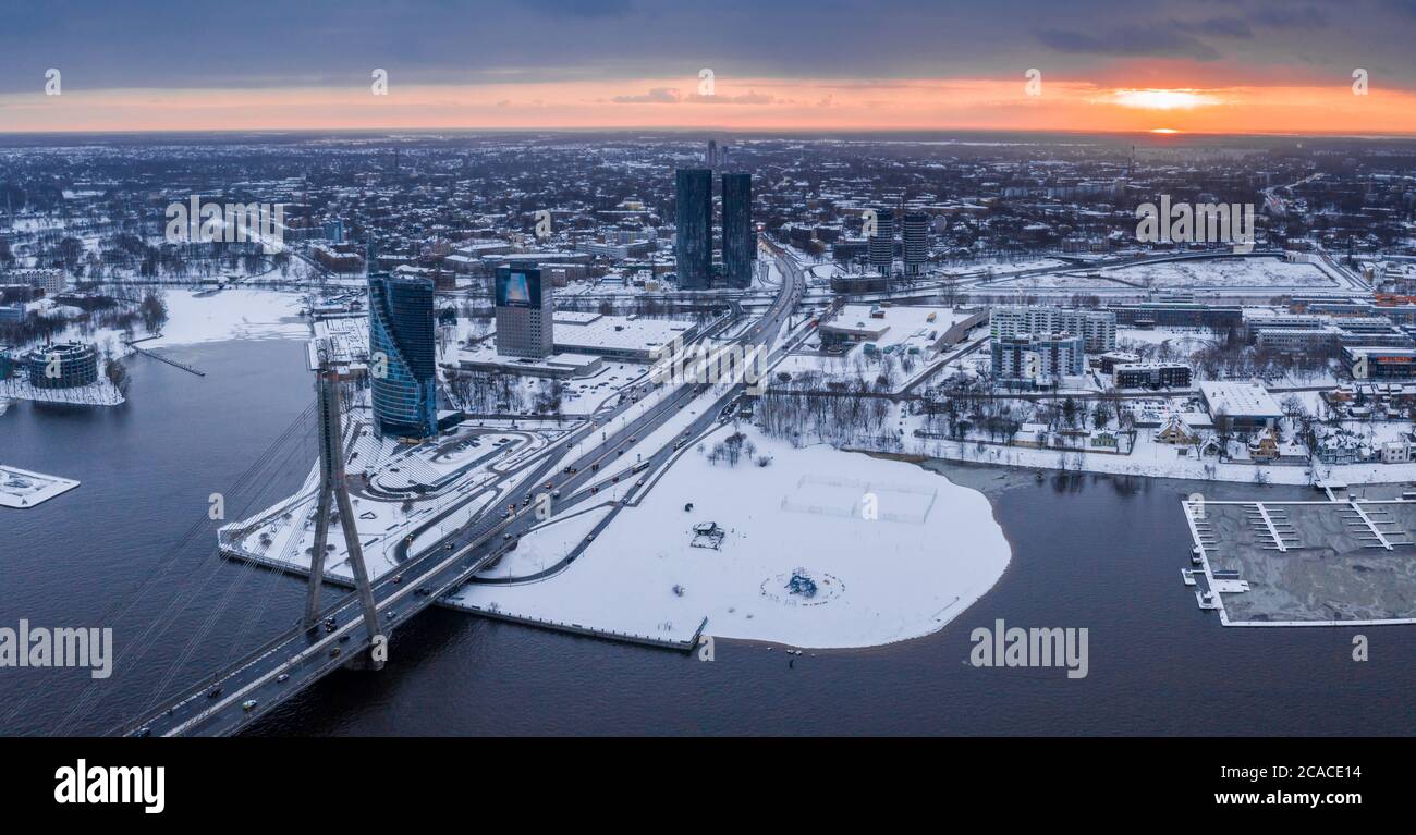 Aerial view snowy riga hi-res stock photography and images - Alamy