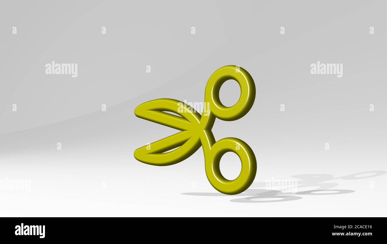 SCISSORS from a perspective with the shadow. A thick sculpture made of ...