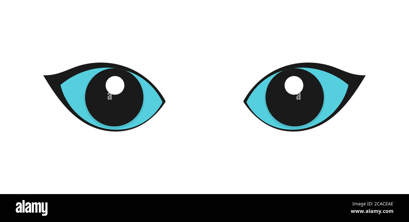 Blue cat eyes on white background. Vector illustration Stock Vector ...
