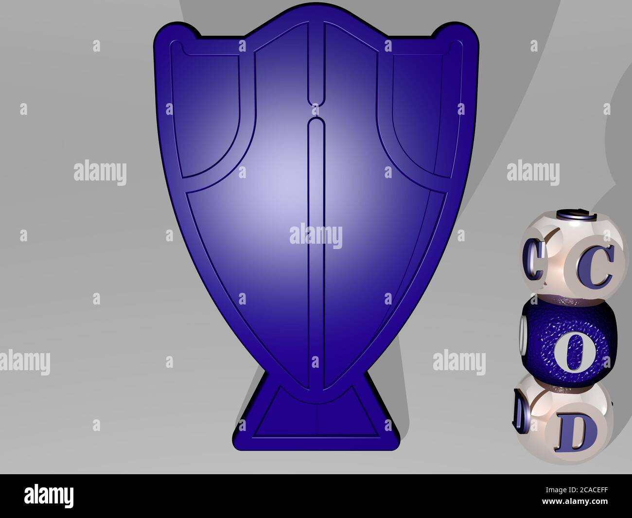 3D representation of cod with icon on the wall and text arranged by ...