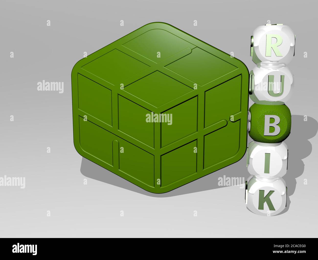 3D graphical image of rubik vertically along with text built around the ...