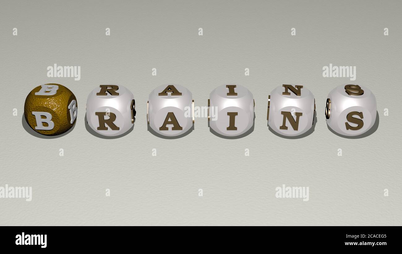 combination of brains built by cubic letters from the top perspective ...