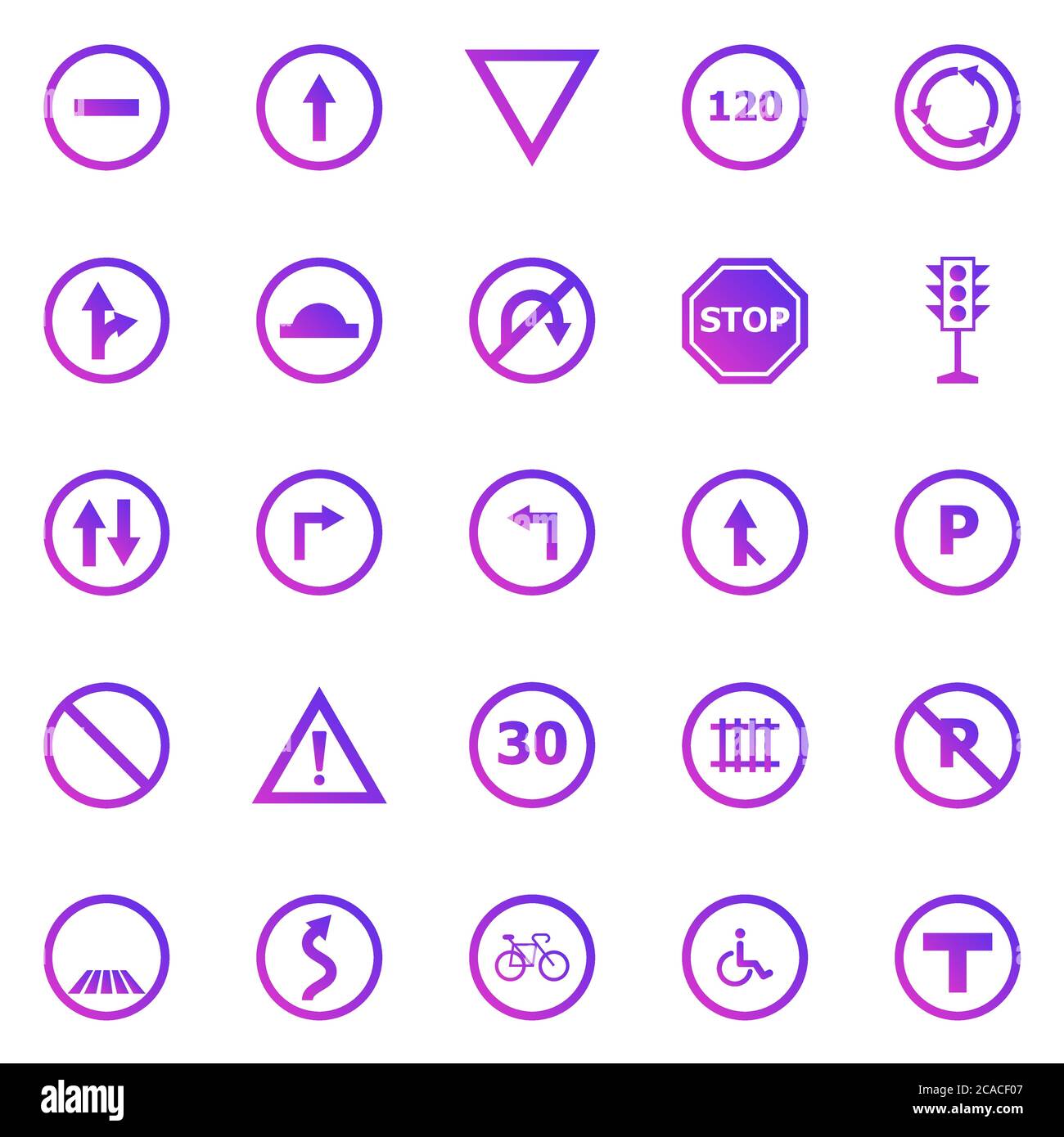 Road sign gradient icons on white background, stock vector Stock Vector ...