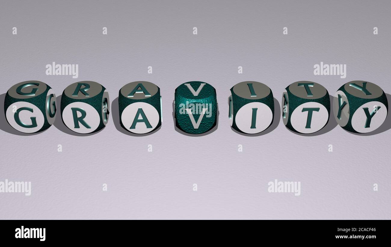 combination of GRAVITY built by cubic letters from the top perspective ...