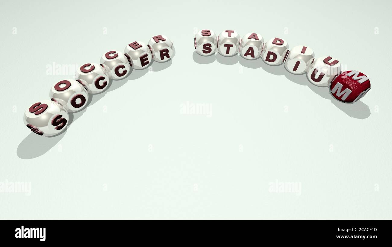 combination of soccer stadium built by cubic letters from the top ...
