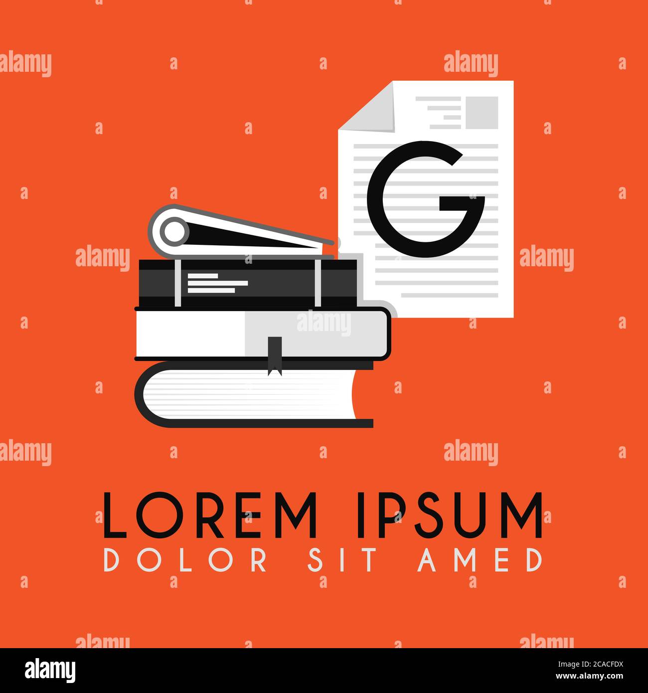 Stack of books with additional initial G logo in h simple and neat ...