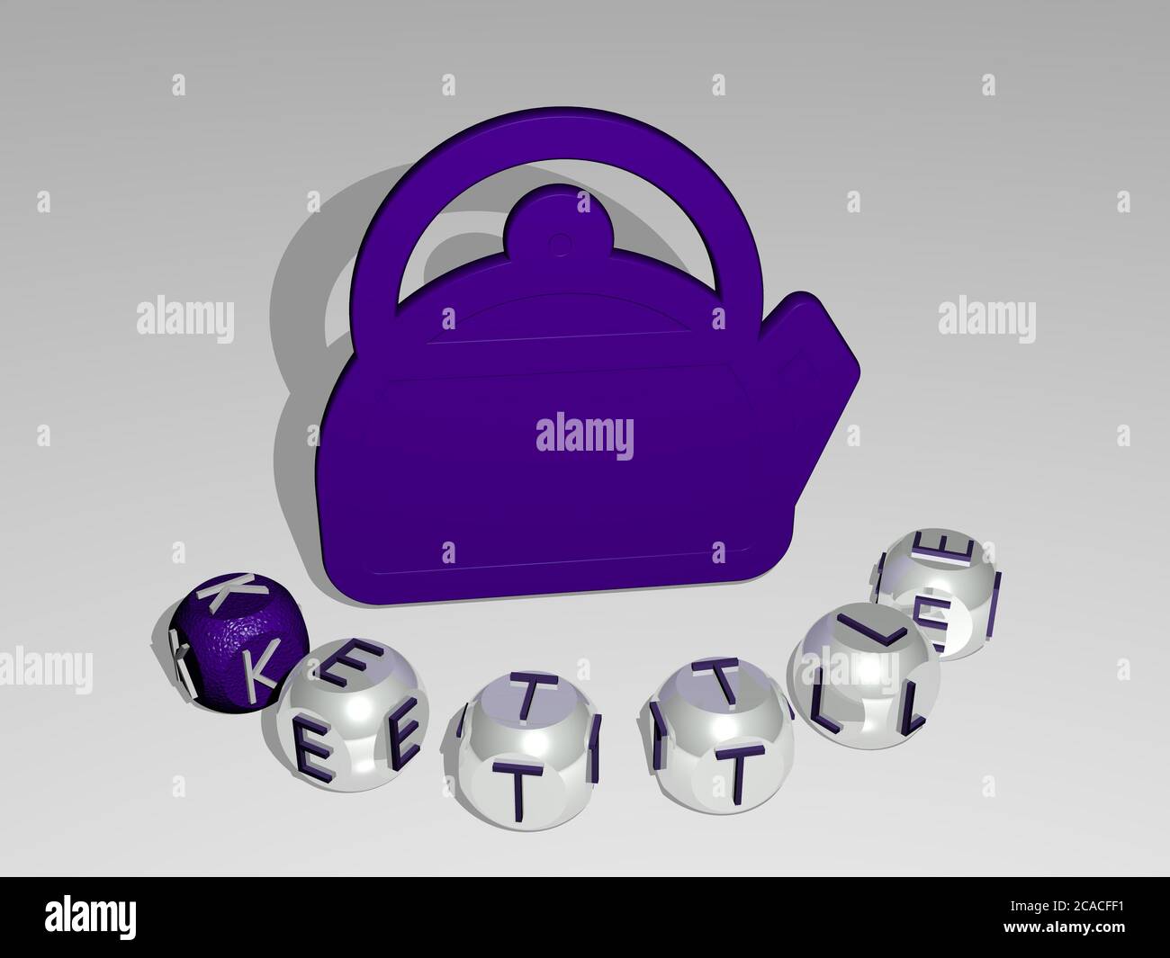 3D representation of KETTLE with icon on the wall and text arranged by ...