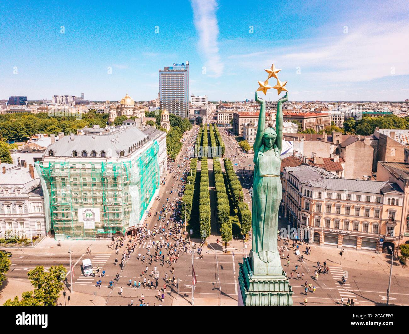 Statue of Liberty Milda in Riga city, Latvia Stock Photo - Alamy