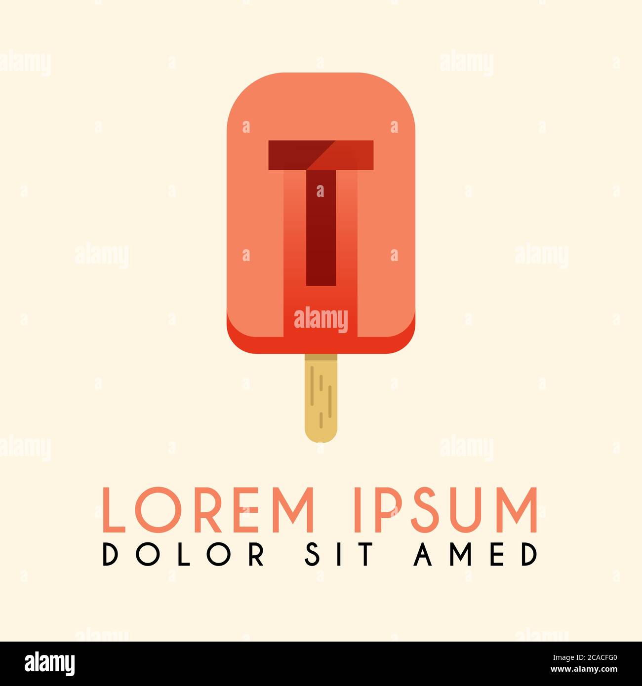 Ice Cream Stick T Letter Logo, Red Ice Cream Logo with letter T in the ...
