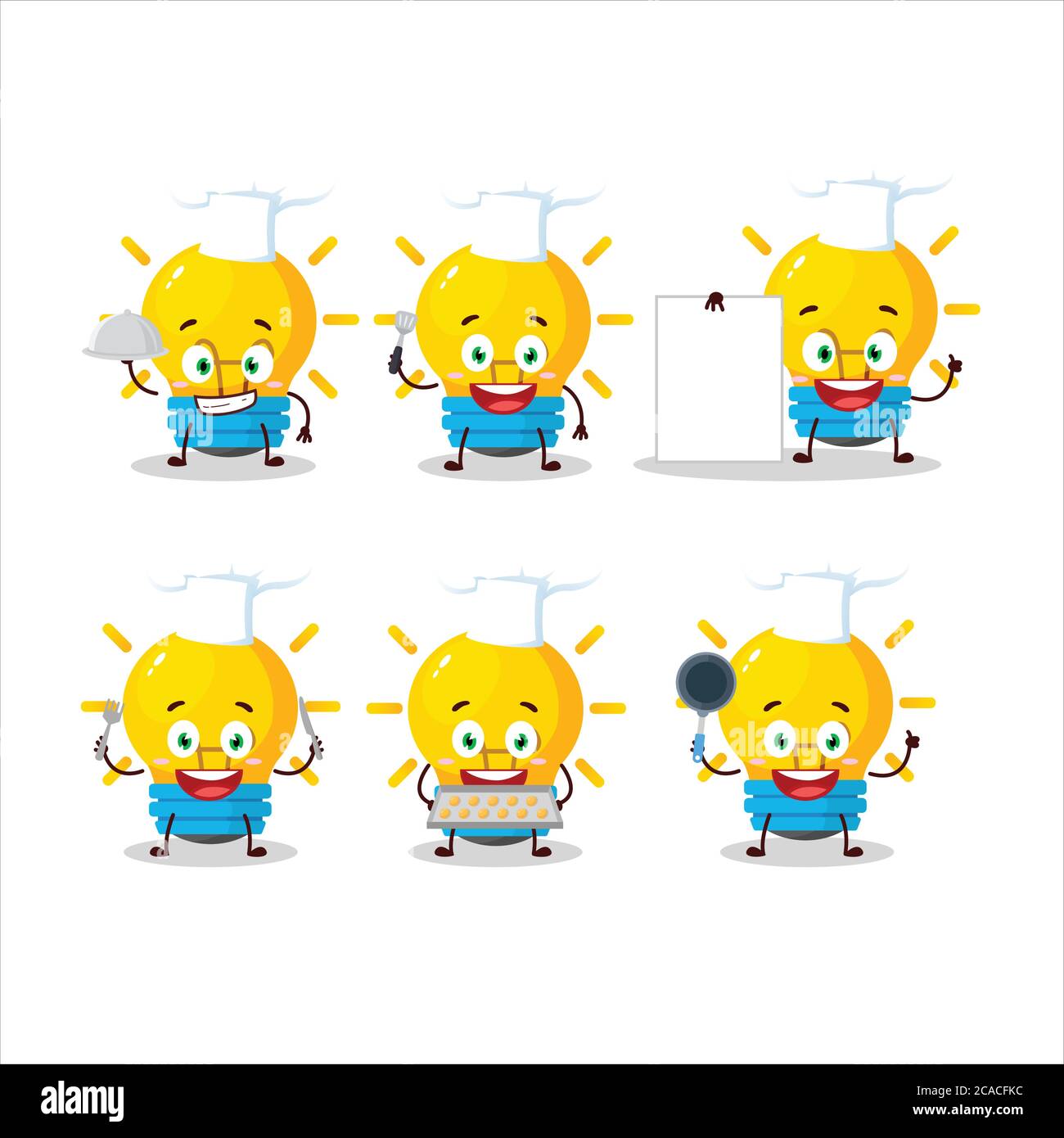 Cartoon character of lamp ideas with various chef emoticons Stock ...
