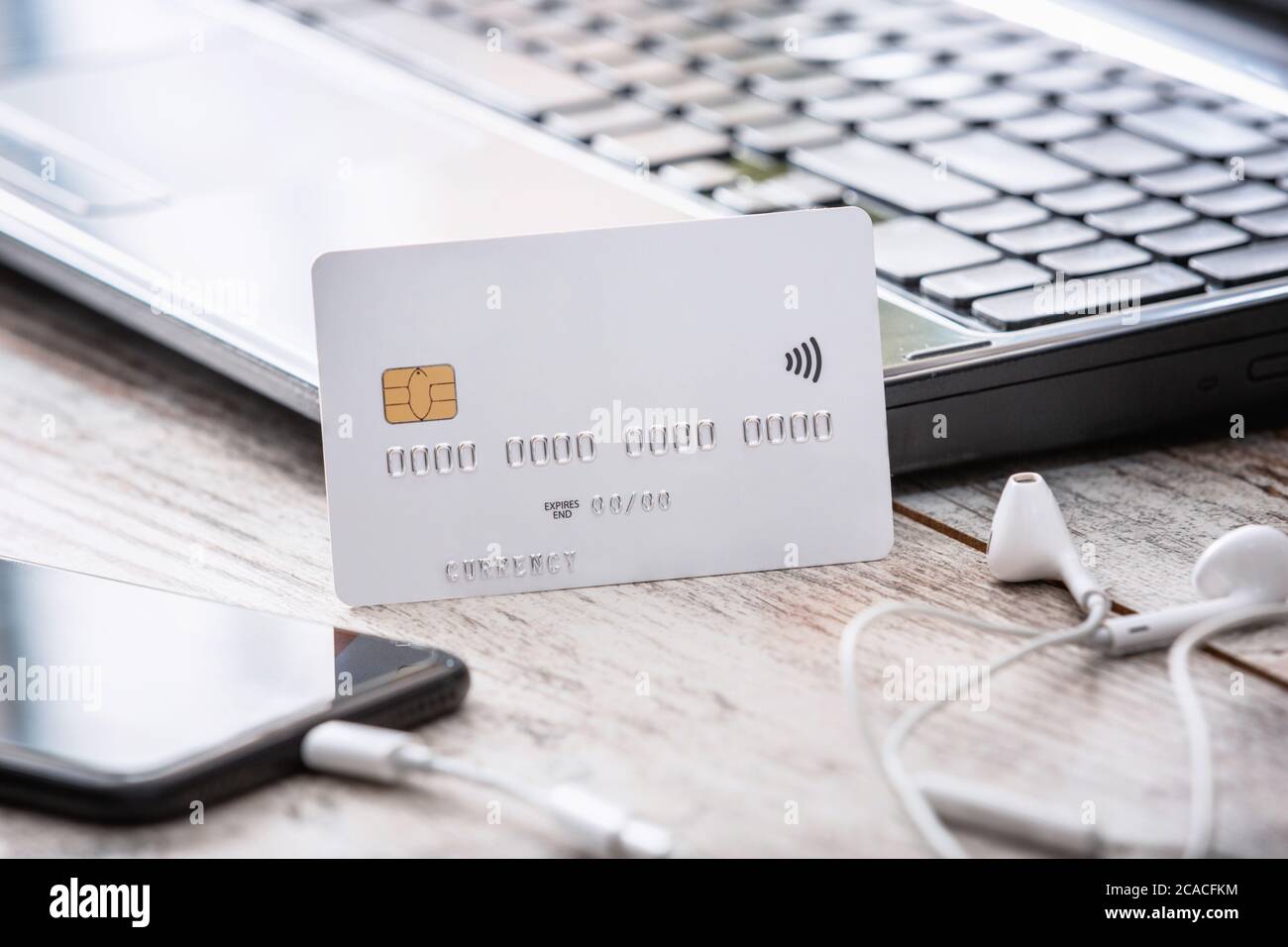 White credit or debit payment card mockup.Empty banking card on the ...
