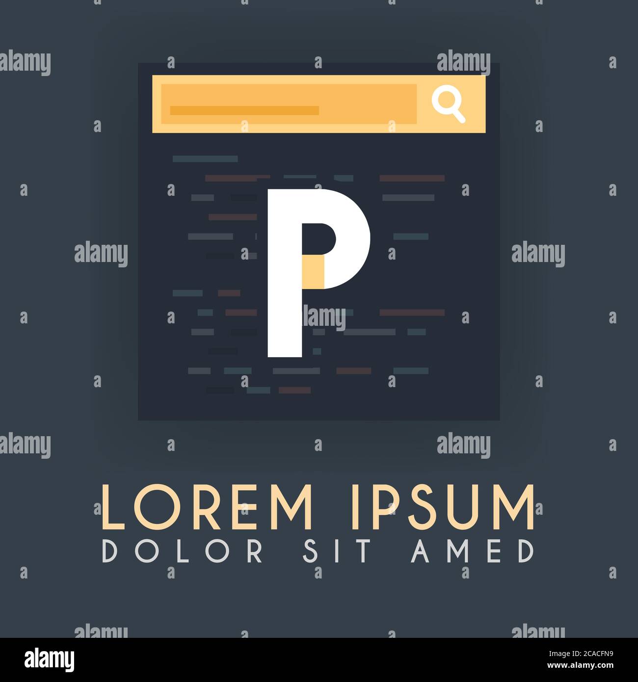 Editor Code Letter P Logo. P Letter Design Web Developer and Search ...