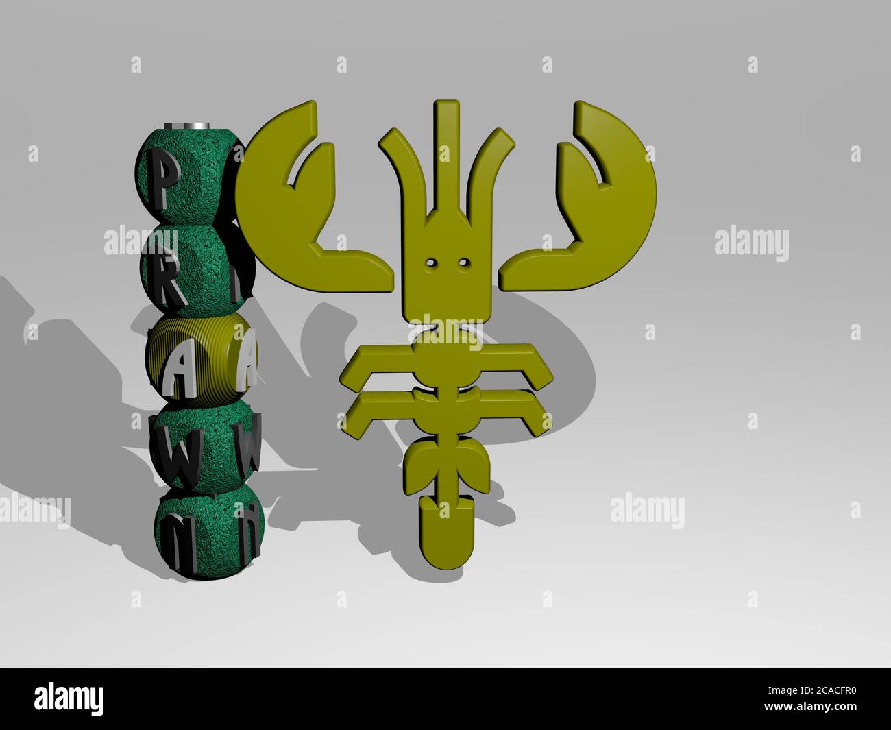 3D illustration of prawn graphics and text around the icon made by ...