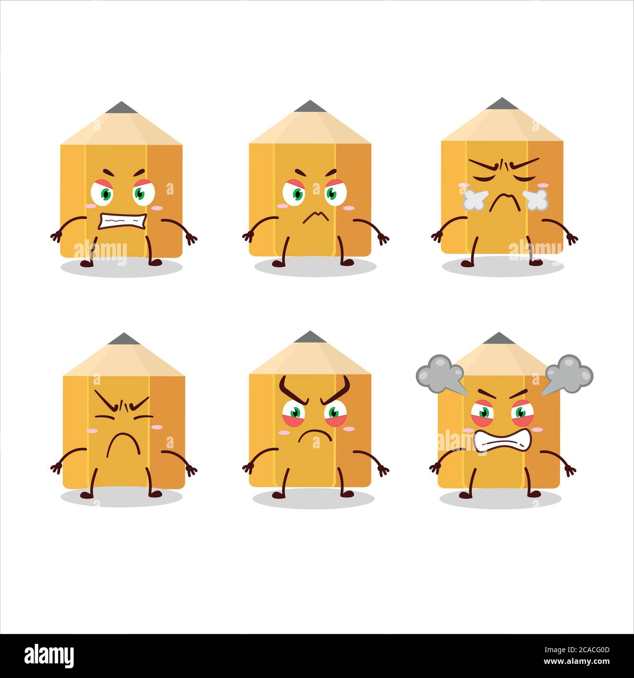 Pencil cartoon character with various angry expressions Stock Vector ...