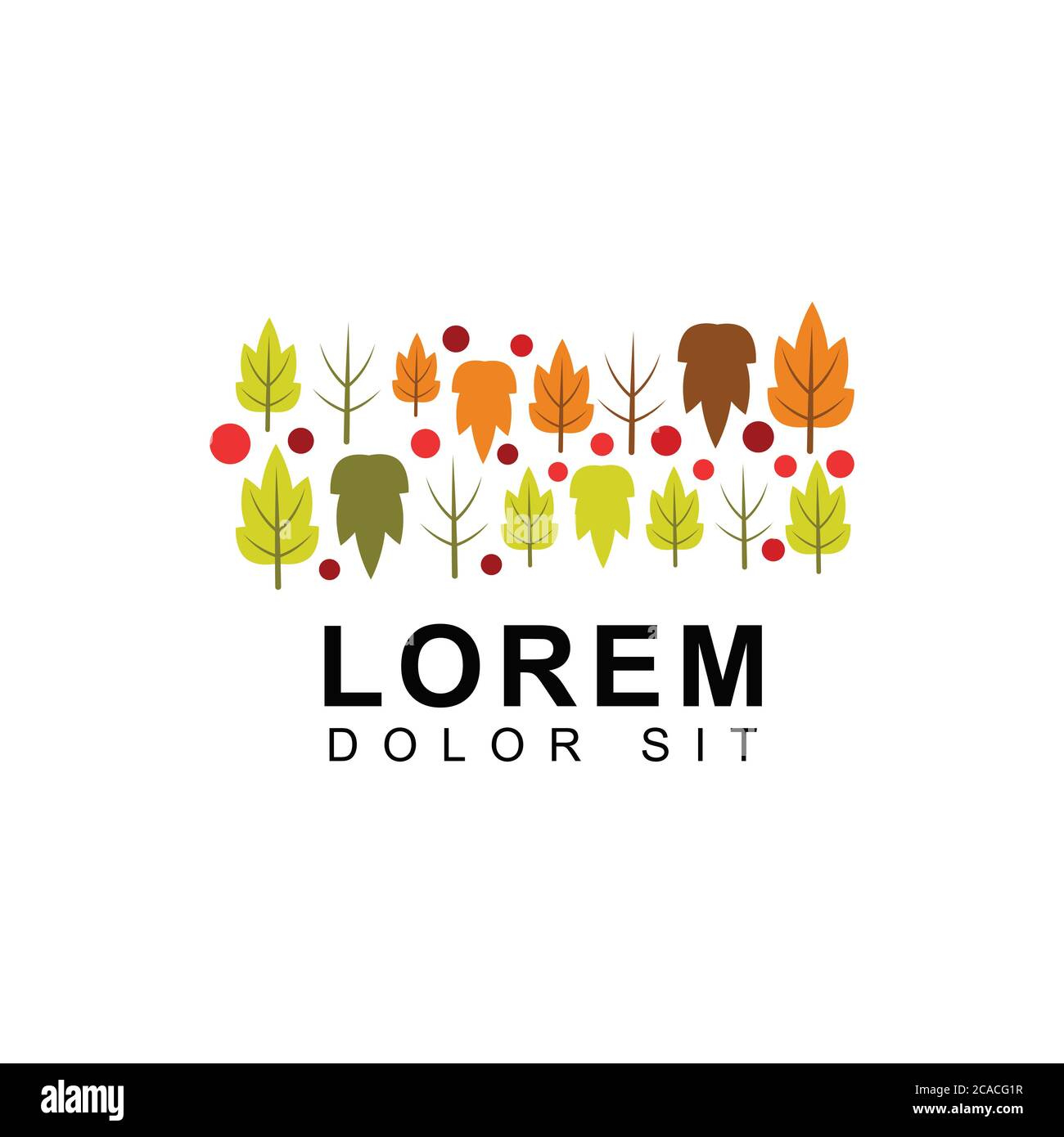 Autumn logos with brown and green leaves, forests, cherries, seasonal ...