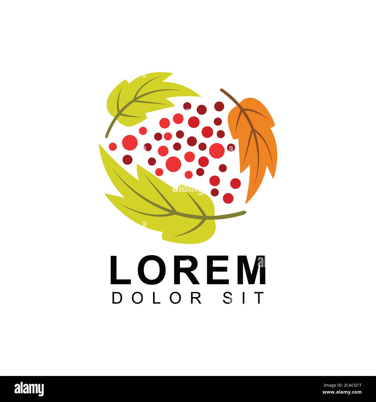 Autumn logos with brown and green leaves, forests, cherries, seasonal ...