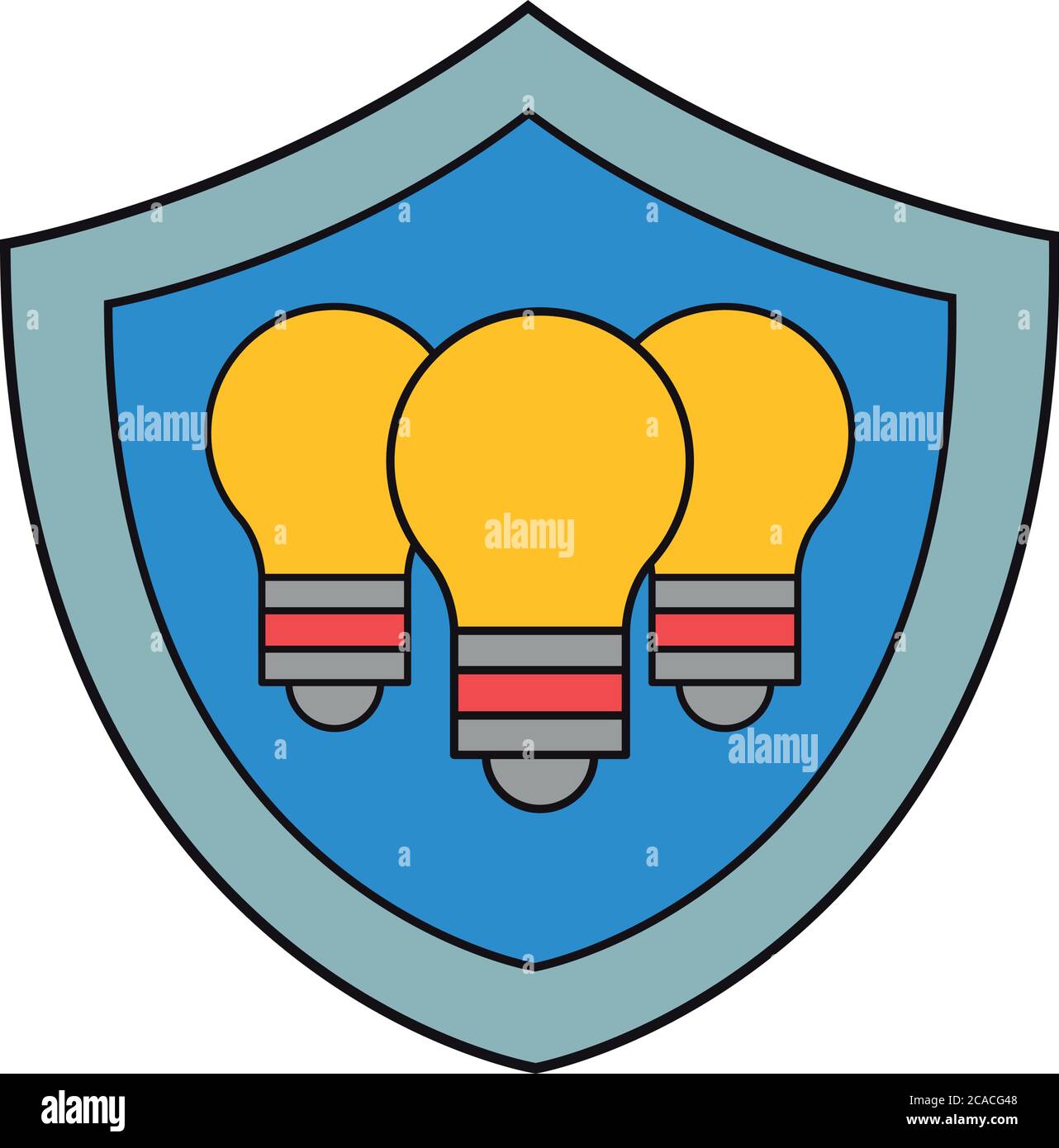 bulbs lights ideas in shield vector illustration design Stock Vector ...