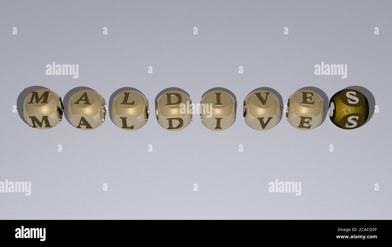 combination of MALDIVES built by cubic letters from the top perspective ...