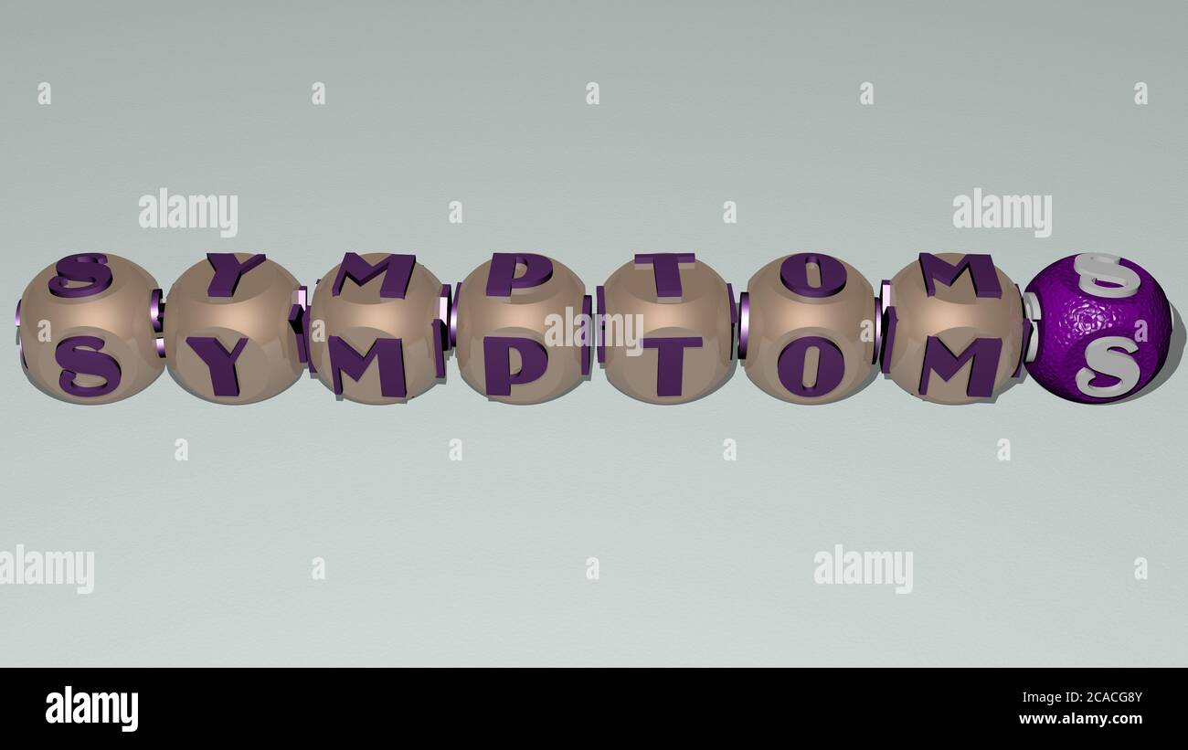 combination of SYMPTOMS built by cubic letters from the top perspective ...