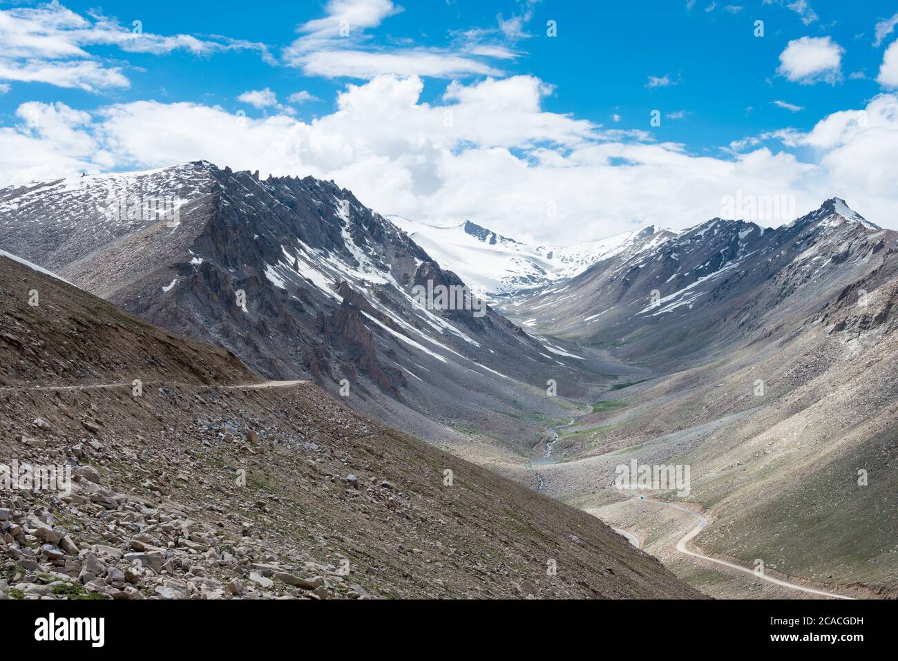 Ladakh, India - Beautiful scenic view from Between Khardung La Pass ...