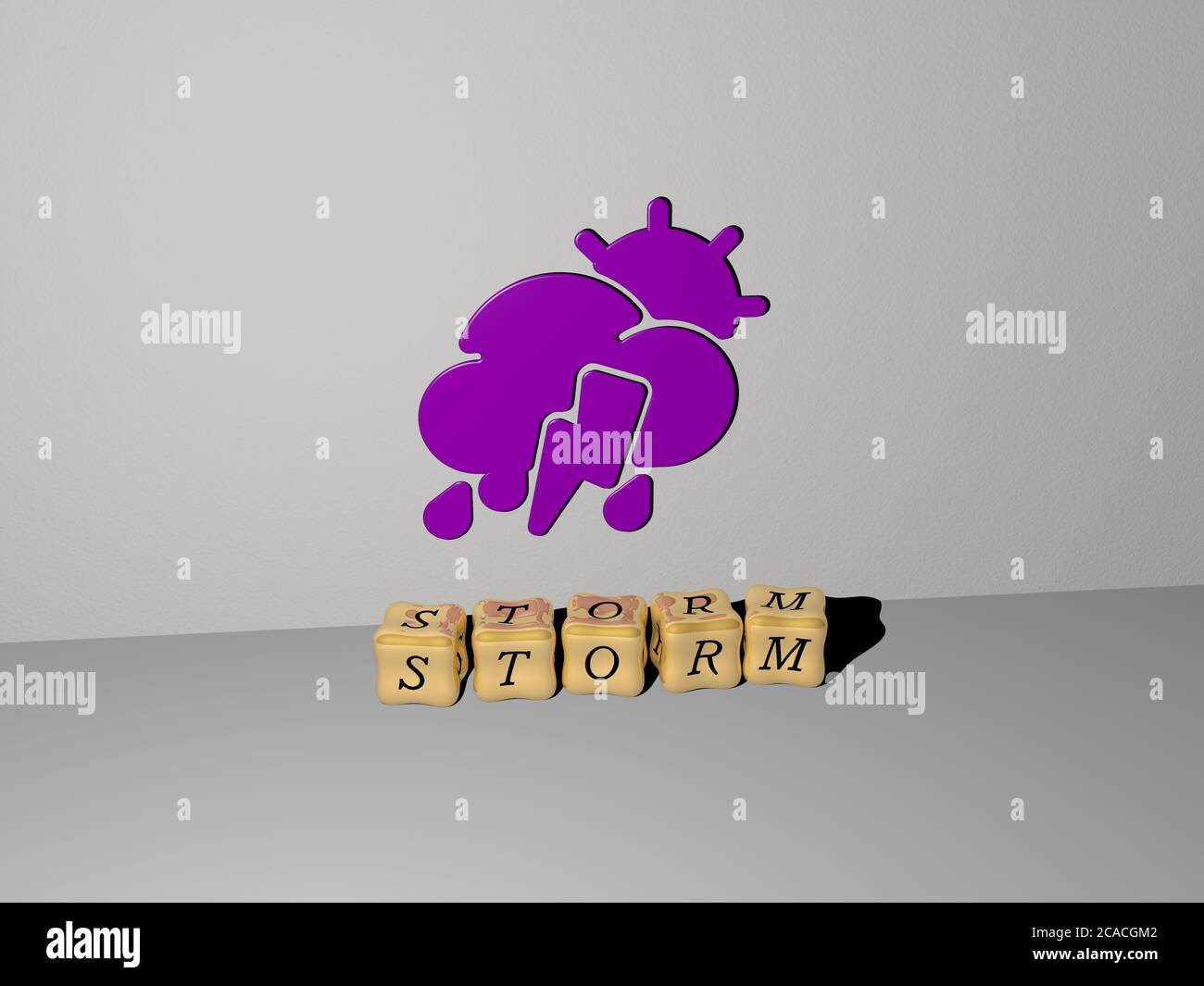 3D representation of STORM with icon on the wall and text arranged by ...