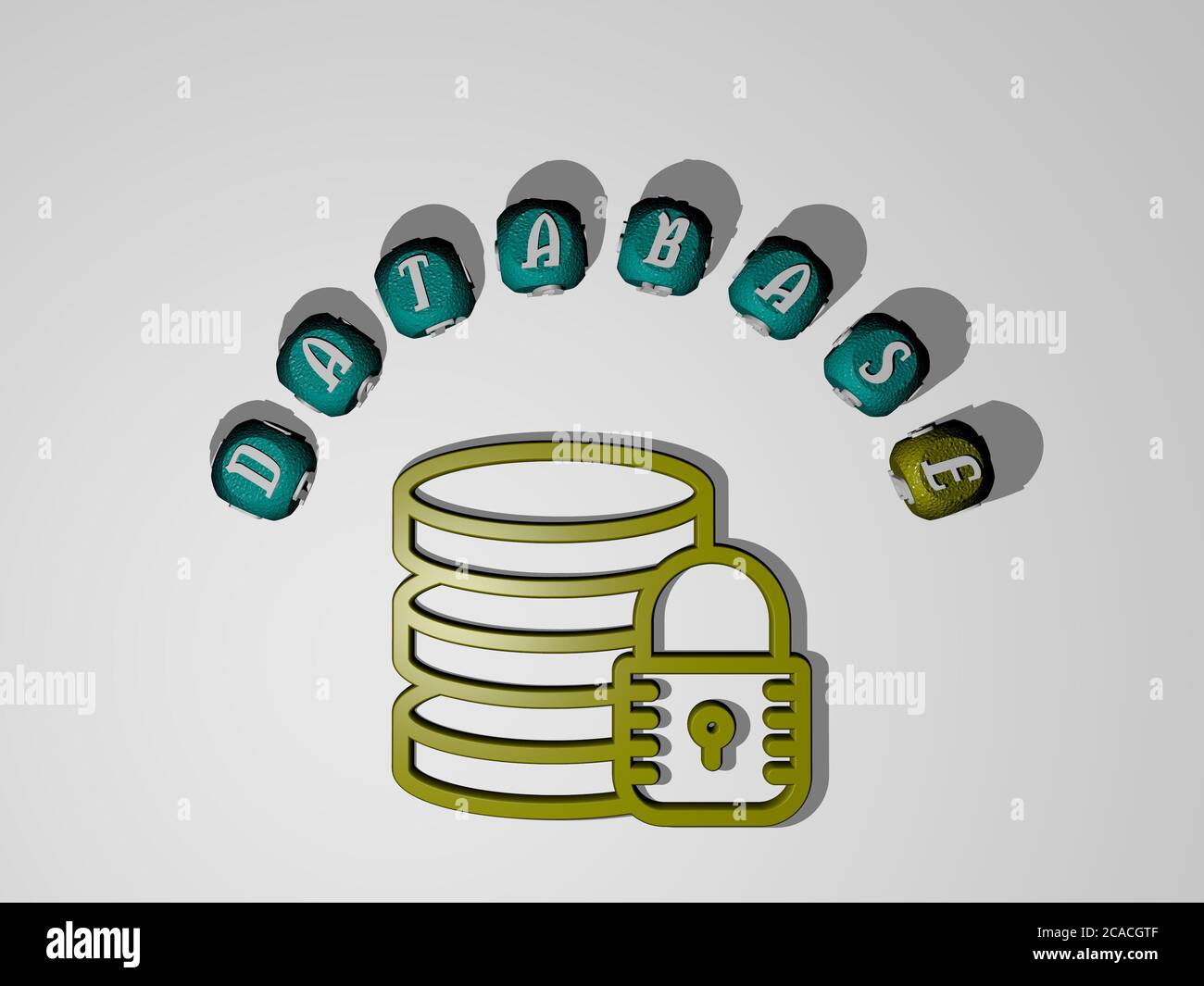 3D illustration of DATABASE graphics and text around the icon made by ...